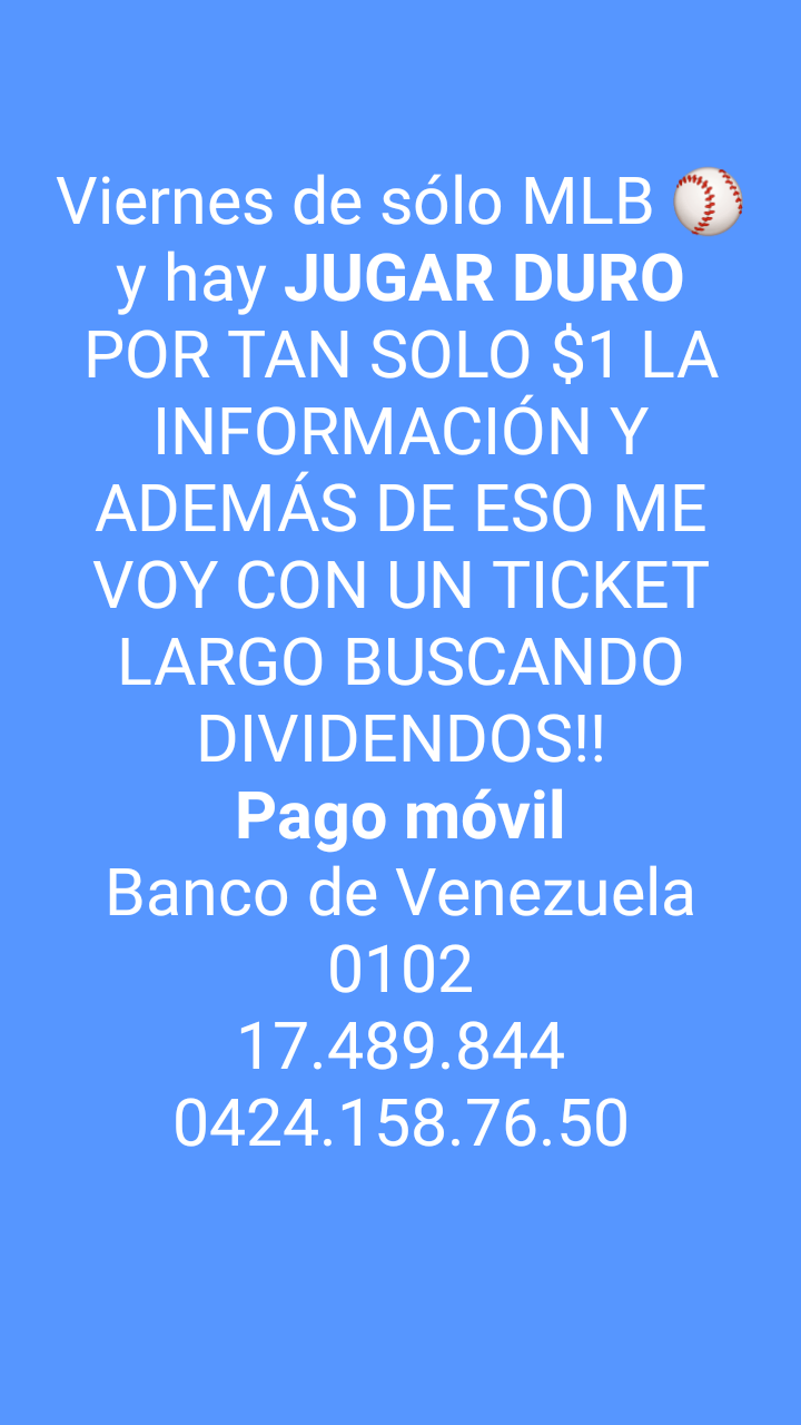 25/06 Hoy por sólo $1 en MLB tres fijos y un ticket largo para buscar ...